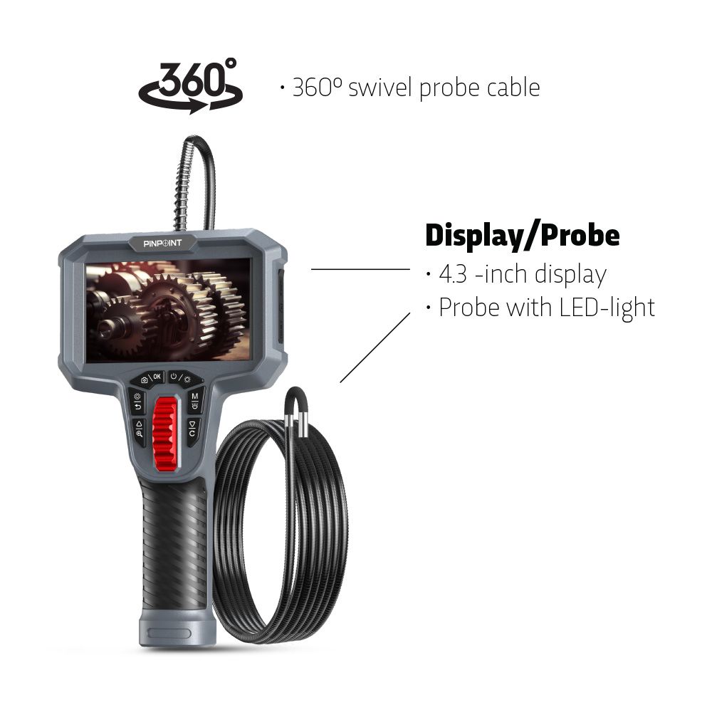 Pinpoint PBW435M 4.3"Colour LCD 5m Cable Waterproof Borescope 360 ...