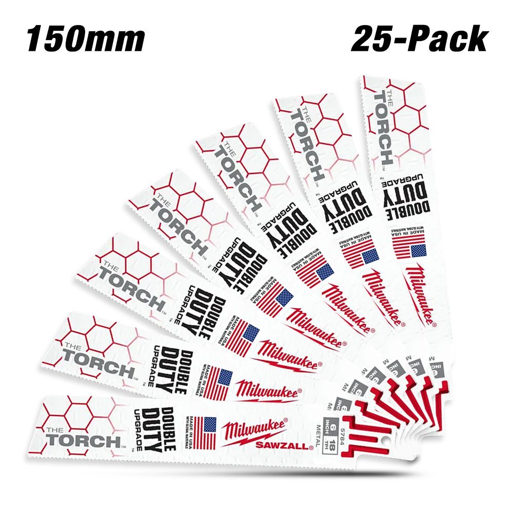 Milwaukee 48008784 25-Pack 150mm (6") 18TPI The Torch SAWZALL Metal ...