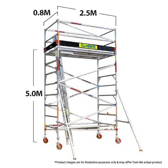 Climbrite CLI5S 2.5m x 0.8m x 5.0m Single Width Aluminium Mobile Scaffold