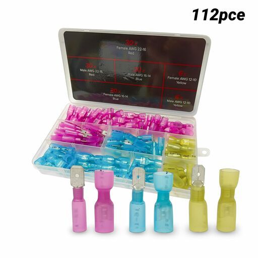 Daytona D112HSC 112pce Marine Grade Heat Shrink Spade Connectors Kit