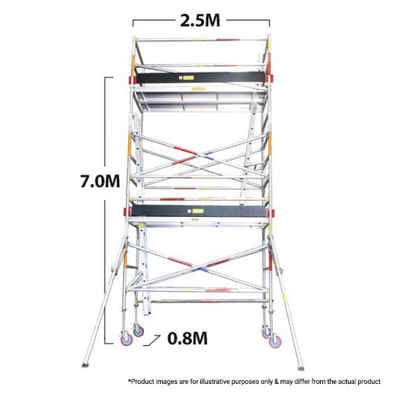 Climbrite CLI7S 2.5m x 0.8m x 7m Single Width Aluminium Mobile Scaffold