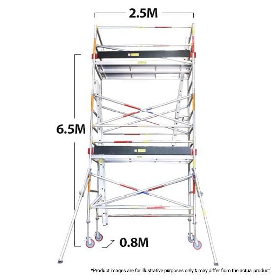 Climbrite CLI65S 2.5m x 0.8m x 6.5m Single Width Aluminium Mobile Scaffold