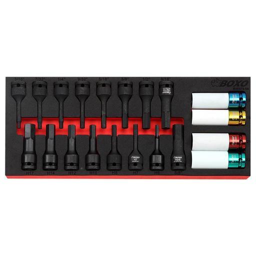 Boxo BOX743 743 Pce 17 Drawer Top and Bottom Mechanical Tool Kit On Wheels