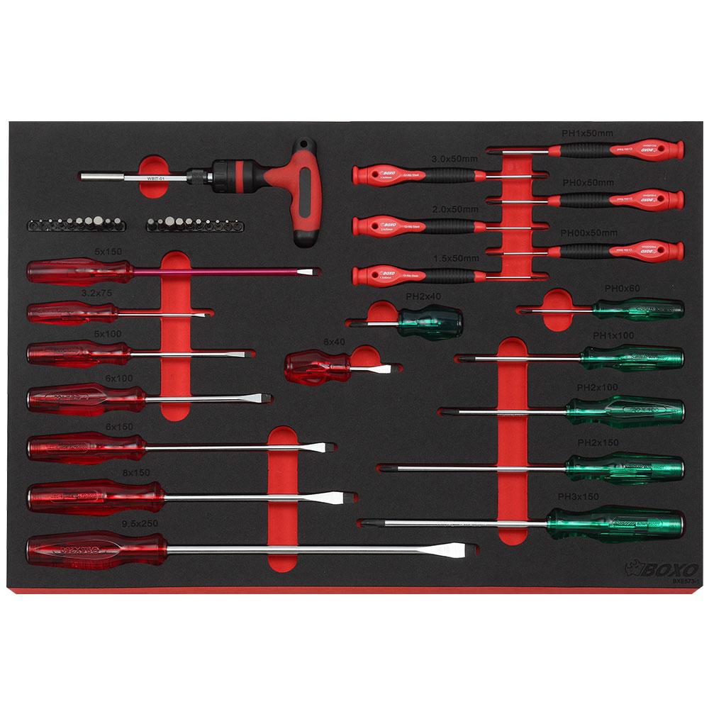 Boxo BOX743 743 Pce 17 Drawer Top and Bottom Mechanical Tool Kit On Wheels