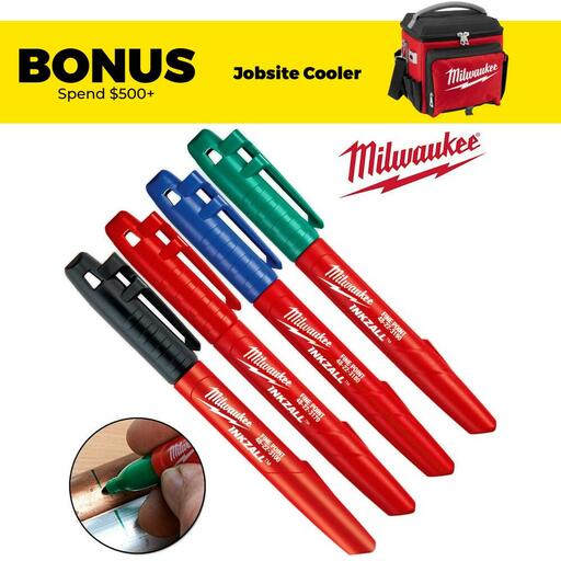Milwaukee 48223106 INKZALL 4-Pack Coloured Fine Point Markers