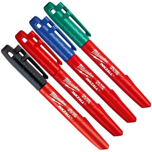 Milwaukee 48223106 INKZALL 4-Pack Coloured Fine Point Markers