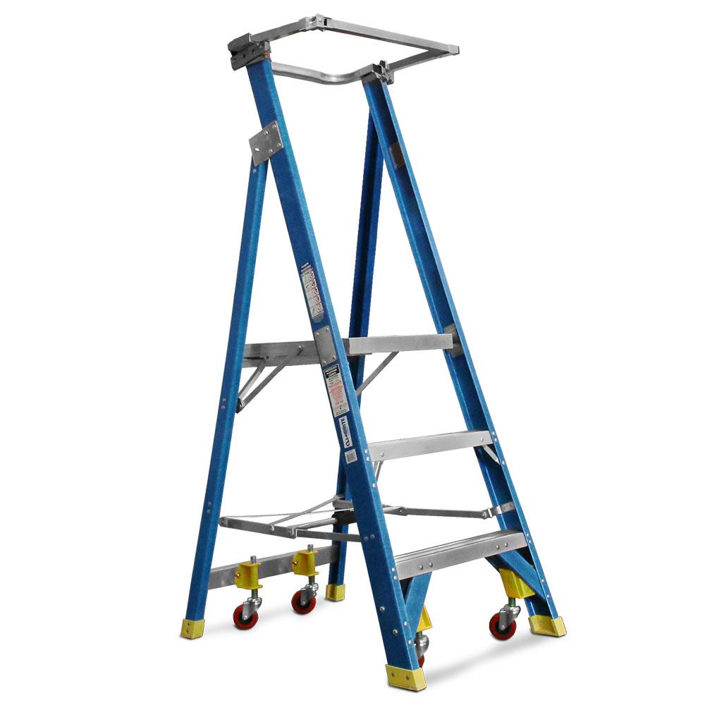 Climbrite CLI3STEP-SG 3-Step 0.9M Fibreglass Platform Ladder on Wheels ...