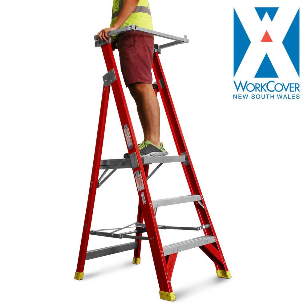 Climbrite CLIECO3STEP-SG 3-Step 0.9M Fibreglass Platform Ladder With ...