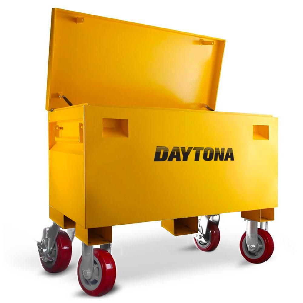 Daytona B595-W 1067 x 508 x 595mm Yellow Steel Site Box With Caster Wheels