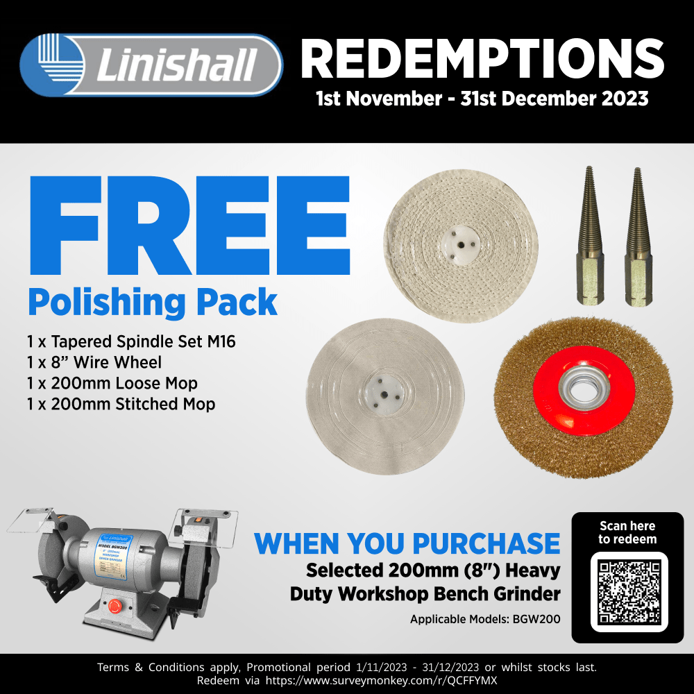 Linishall BGW200 200mm (8") Heavy Duty Workshop Bench Grinder