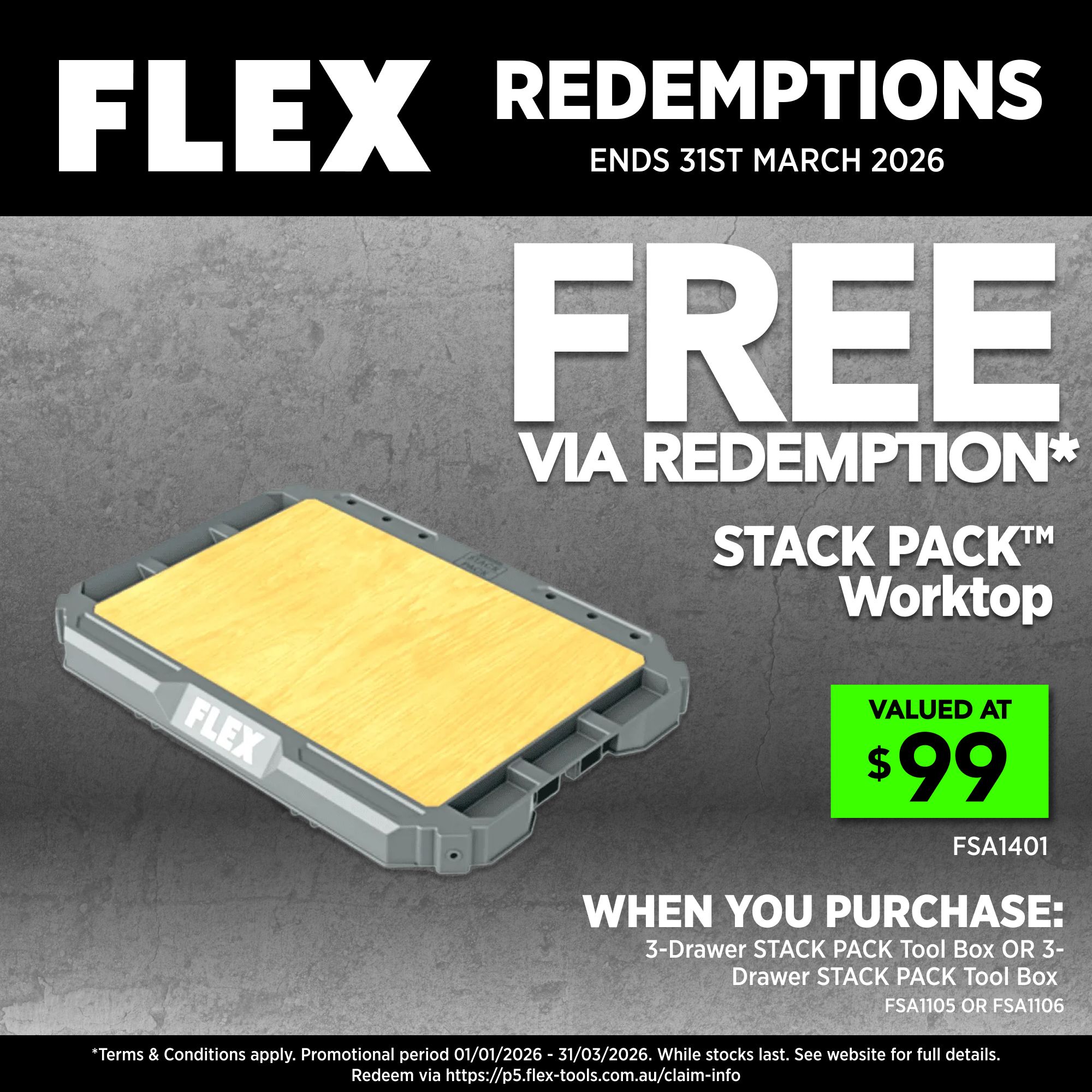 Flex FSA1105 3-Drawer STACK PACK Tool Box