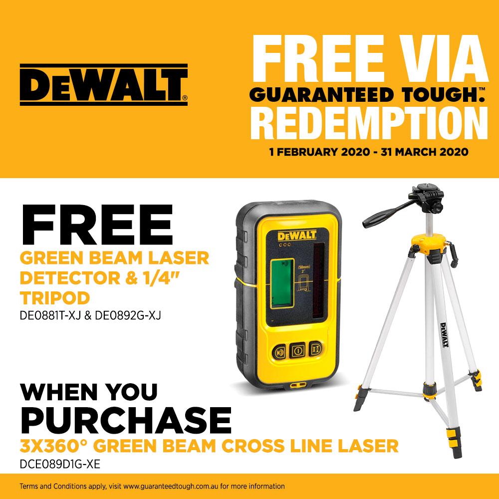 DeWalt DCE089D1G-XE 12V Li-ion Cordless 3 x 360° Green Beam Line Laser ...